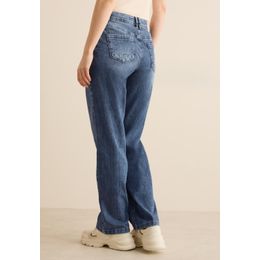 Cecil Damen Straight-Jeans, blau, Gr. 36, unifarben, Jeans, 93% Baumwolle, 5% Elastomultiester, 2% Elasthan, Jeans, High Waist