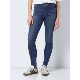 Noisy may Damen Skinny-fit-Jeans "NMJEN NW SKINNY SHAPER JEAN JT175DB NOOS", blau, Gr. 25, unifarben, Denim/Jeans, Obermaterial: 59% Baumwolle, 29%