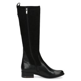 Caprice Damen Stiefel, Gr. 38, schwarz, Leder, Textil, Schuhe, Blockabsatz, Langschaftstiefel, Businessstiefel, bequeme Weite