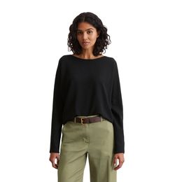 Marc O'Polo MARC O'POLO Damen Strickpullover, schwarz, Gr. S, Strick, Obermaterial: 100% Baumwolle, Pullover, oversized, gerollte Kanten, leicht