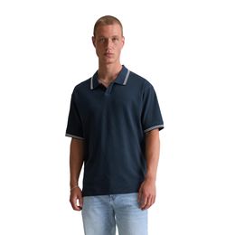Marc O'Polo Herren Poloshirt "aus weichem Waffel-Jersey", blau, Gr. S, MARC O'POLO DENIM, gestreift, Obermaterial: 100% Baumwolle, Shirts