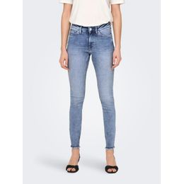 Only Damen Ankle-Jeans "ONLBLUSH MID SK ANK RAW DNM REA694 NOOS", blau, Gr. XS, Abriebeffekte, Denim/Jeans, Obermaterial: 92% Baumwolle, 6%