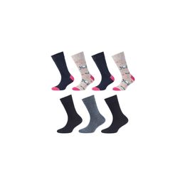Camano Damen Socken "Socken 7er Pack", Gr. 31, blau, 66% Baumwolle, 33% Polymiad, 1% Elasthan, gemustert, Socken