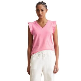 Marc O'Polo Damen T-Shirt "aus Material-Mix", pink, Gr. XL, MARC O'POLO DENIM, unifarben, Obermaterial: 100% Baumwolle, Shirts
