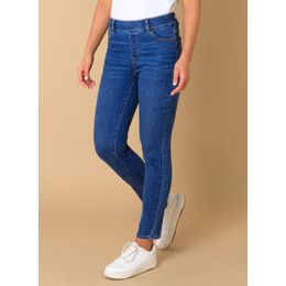 Base Level Damen Jeggings "Anabel", blau, Gr. 40, unifarben, Denim/Jeans, Obermaterial: 92% Baumwolle, 6% Polyester, 2% Elasthan, Hosen, in blauer