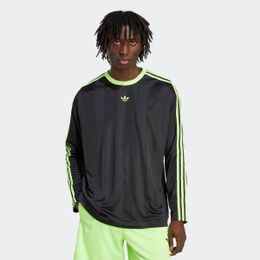 Langarmshirt adidas originals "JACQ JERSEY LS", Herren, Gr. M, gr&uuml;n (schwarz, signal gr&uuml;n), Obermaterial: 100% Polyester, normal, Rundhals, Shirts Langarmshirt