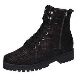 Waldläufer WALDLÄUFER Damen Schnürstiefelette "HANAKO", Gr. 5,5, schwarz, Nubukleder, Schuhe, Schnürboots, Komfortboots, mit zwei Reißverschlüsse, H-Weite
