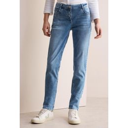Cecil Damen Regular-fit-Jeans "Style Scarlett", blau, Gr. 25, unifarben, Denim/Jeans, Obermaterial: 77% Baumwolle, 20% Polyester, 3% Elasthan, Jeans,
