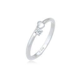 Elli DIAMONDS Damen Diamantring "Diamant (0.03 ct.) Herz Liebe 925 Silber", 52mm, 0,03 P1 = bei 10-facher Vergr&ouml;&szlig;erung erkennbare Einschl&uuml;sse mit