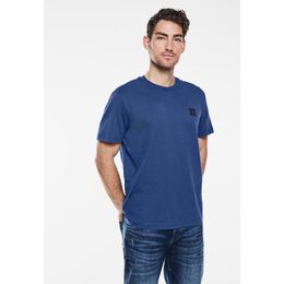 Street One MEN Herren T-Shirt, blau, Gr. L, unifarben, Web, 100% Baumwolle, Shirts, aus reiner Baumwolle