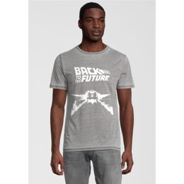 Recovered Damen T-Shirt "Back to the Future Delorean", grau, Gr. M, bedruckt, 55% Baumwolle, 45% Polyester, Shirts, im zeitlosen Design