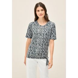 Print-Shirt Cecil, Damen, Gr. L (42), balmy khaki, Stoff, 65% Polyester, 35% Viskose, bedruckt, normal normal, V-Ausschnitt, abgesteppt, Shirts, mit Gummizug im Bund