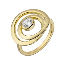 Jobo Damen Silberring, 54, Silber 925 (Sterlingsilber), gold, Silber 925 (Sterlingsilber), Fingerringe, 925 Silber vergoldet mit 1 Zirkonia