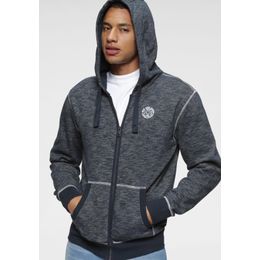 H.I.S. H.I.S Herren Kapuzensweatjacke, blau, Gr. XXXL, meliert, angeraute Sweatware, Obermaterial: 55% Baumwolle, 45% Polyester, Sweatjacken, mit markanten