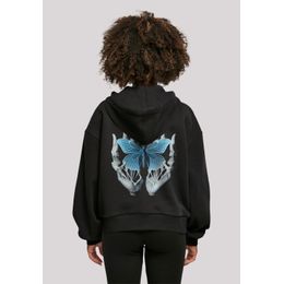 F4NT4STIC Damen Kapuzenpullover "Skelett Hand Schmetterling", schwarz, Gr. 5XL, Obermaterial: 100% Baumwolle, Pullover, Print