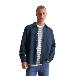 Marc O'Polo Herren Langarmhemd, blau, Gr. S, MARC O'POLO DENIM, Web, Obermaterial: 53% Leinen, 47% Baumwolle, Hemden, relaxed, Leinenmischung