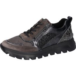 Waldläufer WALDLÄUFER Damen Sneaker "H-AJALA", Gr. 3,5, grau, Lackleder, Textil, Veloursleder, Schuhe, Freizeitschuh, Halbschuh, Schnürschuh, mit Orthotritt, in