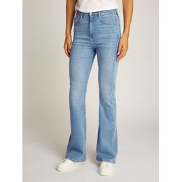 Tommy Jeans Damen Slim-fit-Jeans "Sylvia High Rise Flare", blau, Gr. 34, unifarben, Denim/Jeans, Obermaterial: 92% Baumwolle, 6% Elastomultiester, 2%