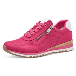 Marco Tozzi Damen Keilsneaker, Gr. 38, pink, Lederimitat, Textil, Veloursleder, Schuhe, Freizeitschuh, Halbschuh, Schn&uuml;rschuh in veganer Verarbeitung