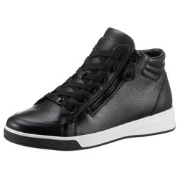 Ara Damen Schnürboots "ROM", Gr. 9, schwarz, Glattleder, Schuhe, Keilabsatz, High Top-Sneaker, Freizeitschuh in Schuhweite G = weit