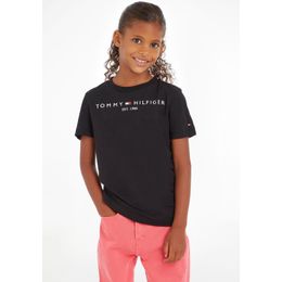 Tommy Hilfiger Jungen T-Shirt "ESSENTIAL TEE", schwarz, Basic, Gr. 14, bedruckt, Single Jersey, Obermaterial: 100% Baumwolle, Shirts, f&uuml;r Jungen und