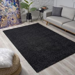Hochflor-Teppich Sanat, B:80cm H:30mm L:150cm, schwarz, Kunstfaser, Teppiche, "LOCA", Wohnzimmer, Langflor, Shaggy, Schlafzimmer