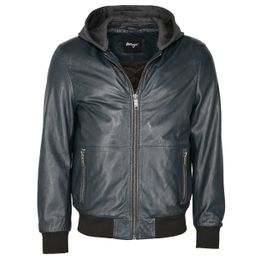 Maze Herren Lederjacke "42021199", blau, Gr. XL, Obermaterial: 100% Lammleder; Futter: 100% Baumwolle; Ärmelfutter: 100% Polyester; Kapuzenfutter: