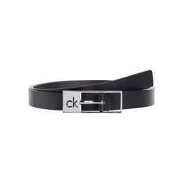 Calvin Klein Damen Ledergürtel "CK CUT SQUARE BUCKLE 2.0_CAVIAR", schwarz, Gr. 115, unifarben, Rindsleder, Gürtel, Logoprägung, Einfachdornschließe