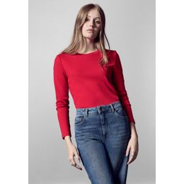 Damen Langarmshirt, rot, Gr. 46, STREET ONE STUDIO, unifarben, Web, 48% Baumwolle, 47% Modal, 5% Elasthan, Shirts, im soften Baumwoll-Mix