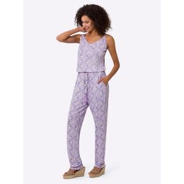 Heine Damen Jumpsuit, lila, Gr. 38, bedruckt, gemustert, mehrfarbig, 95% Viskose, 5% Elasthan, Overalls