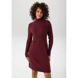 Aniston CASUAL Damen Strickkleid, rot, Gr. 36, unifarben, Feinstrick, Obermaterial: 50% Viskose, 28% Polyester, 22% Polyamid, Kleider, mit Zopfmuster