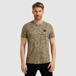 PME-Legend PME LEGEND Damen T-Shirt "Short sleeve r-neck slub jersey aop", silber, Gr. XL, bedruckt, gemustert, Jersey, Obermaterial: 100% Baumwolle, Shirts