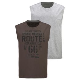 MAN'S WORLD MAN'S WORLD Herren Muscleshirt, grau, Basic, Gr. S, bedruckt, meliert, unifarben, Single Jersey, Obermaterial: 100% Baumwolle. Obermaterial Melange: