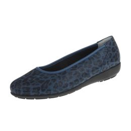 Natural Feet Damen Ballerina "Jasmin", Gr. 41, blau, Leder, Schuhe, mit Leopardenprint