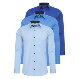 Rusty Neal Herren Langarmhemd "Langarm", blau, Gr. XXL, unifarben, 60% Baumwolle, 37% Polyester, 3% Elasthan, Hemden, im Slim-Fit geschnitten