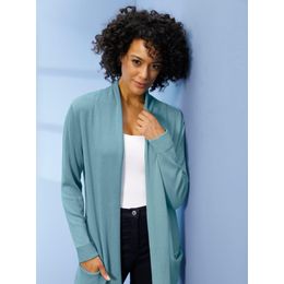 Casual Looks Damen Longstrickjacke, blau, Gr. 38, unifarben, 100% Baumwolle, Strickjacken