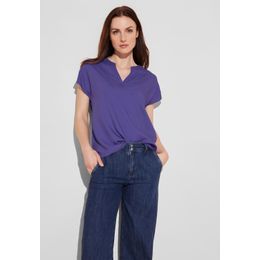 Street One Damen Kurzarmbluse, lila, Gr. 34, unifarben, Stoff, 100% Viskose, Blusen, aus softer Viskose