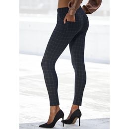 Lascana Damen Leggings, Gr. 32, gelb, Strick, Obermaterial: 61% Polyester, 34% Viskose, 5% Elasthan, kariert, Hosen, mit Karo Design
