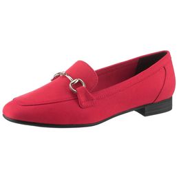 Marco Tozzi Damen Slipper, Gr. 40, rot, Textil, Veloursleder, unifarben, Schuhe, Blockabsatz, Loafer, Businessschuh mit Schmuckspange
