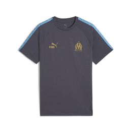 T-Shirt Puma "Olympique de Marseille KING T-Shirt Herren", Herren, Gr. L, galactic gray luminous blau, Obermaterial: 100% Baumwolle; Rippe: 71% Baumwolle, 29% Polyester; Besatz: 100% Polyester, regular fit, Rundhals, Shirts