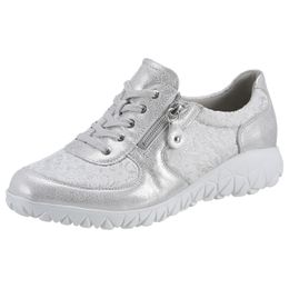 Waldläufer WALDLÄUFER Damen Schnürschuh "HAVY-Soft", Gr. 6,5, silber, Nubukleder, Textil, Schuhe, Freizeitschuh, Halbschuh, Komfortschuh mit Reißverschluss,