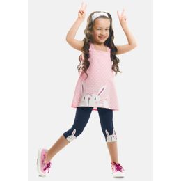 DENOKIDS Jungen Hausanzug "Hello Rabbit", Gr. 128, pink, 95% Baumwolle, 5% Elasthan, animal-print, Basic, Homewear-Sets, mit Hasen Applikation