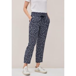 Jogger Pants Cecil, Damen, Gr. L, Länge 28, blau (urban dunkelblau), Stoff, 100% Viskose, bedruckt, slim fit knöchelfrei, Hosen, Middle Waist