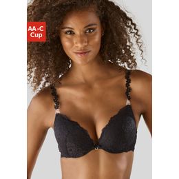 Vivance Damen Push-up-BH, Gr. 75, schwarz, Microtouch, Obermaterial: 90% Polyamid, 10% Elasthan, BHs, mit 3 extravaganten Tr&auml;gern zum Austauschen,