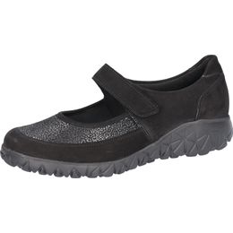 Waldläufer WALDLÄUFER Damen Riemchenballerina "HAVY", Gr. 6,5, schwarz, Nubukleder, Textil, Schuhe, Komfortschuh, Orthotritt-Funktion, für Hallux Valgus, Weite H