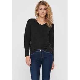 Only Damen Strickpullover "ONLCAMILLA V-NECK L/S PULLOVER KNT NOOS", grau, Gr. XS, meliert, Strick, Obermaterial: 74% Polyacryl, 24% Polyester, 2%