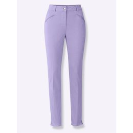 Heine Damen Stretch-Hose, lila, Gr. 48, unifarben, 72% Baumwolle, 25% Polyester, 3% Elasthan, Hosen