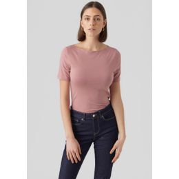 Véro Moda VERO MODA Damen Kurzarmshirt "VMPANDA MODAL S/S TOP NOOS", rosa, Gr. S, unifarben, Jersey, Obermaterial: 48% Baumwolle, 48% Modal (TENCEL ), 4%