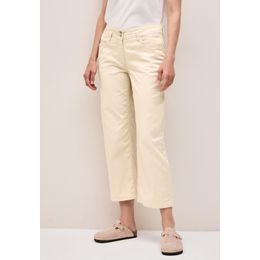 Cecil Damen Culotte, beige, Gr. 34, unifarben, Web, 96% Baumwolle, 4% Elasthan, Hosen, High Waist
