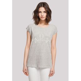 F4NT4STIC Damen T-Shirt "Gitarre Herzschlag design", grau, Gr. XS, Obermaterial: 100% Baumwolle, Shirts, Premium Qualit&auml;t